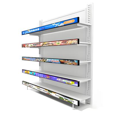 China Ultra Wide Stretched Bar Supermarket Shelf Screen LED Display Indoor Outdoor Shelf Edge Retail Digital Signage for sale
