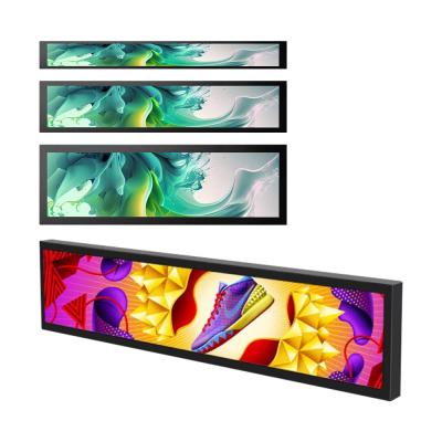 China Indoor P1.5 Stretch Bar Supermarket Shelf Screen LED Digital Signage Ultra Wide Retail Shelf Edge Advertising Display for sale