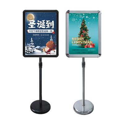 China Modern Foldable Metal Sign Holder Stand Floor Display Advertising Store Lightweight Assembly Easy Setup for sale