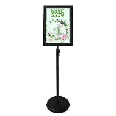 China Collapsible Tempered Glass LED Poster Stand Floor Display Easel Illuminated Advertising Sign Holder Portable for sale