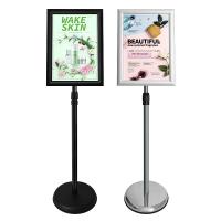 China Collapsible Tempered Glass LED Poster Stand Floor Display Easel Illuminated Advertising Sign Holder Portable for sale