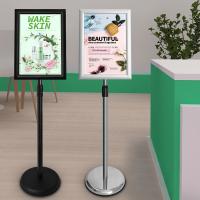 China Illuminated Foldable Tempered Glass Poster Stand Lightweight Display Easel Advertising Sign Holder Portable for sale