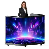 China Full Color P2.0 Portable DJ Booth LED Screen Foldable Facade Table Stand Display for sale