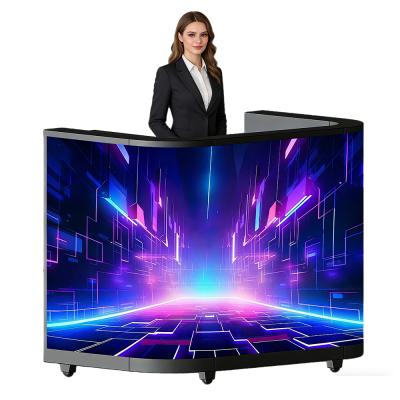 China Full Color P2.0 Portable DJ Booth LED Screen Foldable Facade Table Stand Display for sale