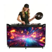 China Mobile Wheeled Portable LED DJ Screen Advertising Video Stand Stage Setup Display for sale