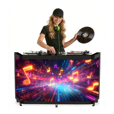 China Mobile Wheeled Portable LED DJ Screen Advertising Video Stand Stage Setup Display for sale
