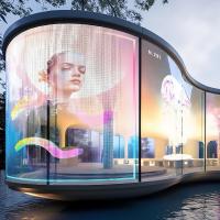 China Flexible Crystal Transparent Film Screen LED Glass Window Holographic Display Indoor Outdoor Slim Digital Signage for sale