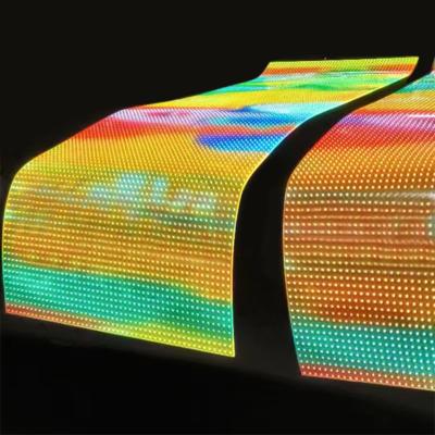 China Large Flexible Rollable Transparent Film Screen LED Display Adhesive Indoor Outdoor Digital Signage for sale