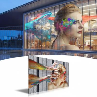 China Thin Flexible Transparent LED Film Screen Display Long Size Indoor Outdoor Rollable Digital Signage for sale