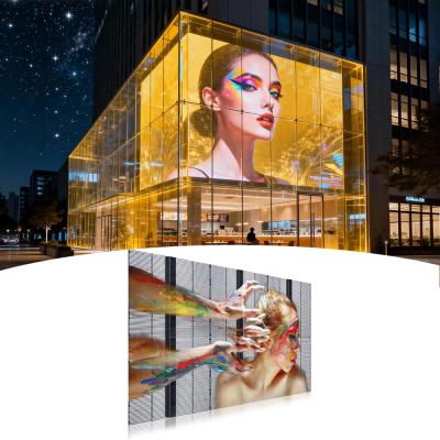 China Self Adhesive Concert LED Transparent Film Display Screen Back Side Glass Double Sided Indoor Outdoor Digital Signage for sale