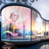 China Indoor Outdoor Flexible Full Color LED Digital Poster Screen Transparent Glass Window Self Service Business Display for sale