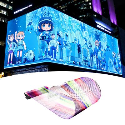 China SMD Nationstar Semi Transparent Film Screen LED Display Flexible Glass Indoor Outdoor Slim Digital Signage for sale