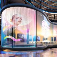 China Glass LED Transparent Film Screen Flexible Indoor Outdoor Video Wall Digital Poster Mesh Display Panel for sale