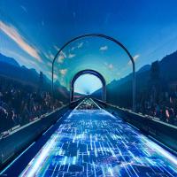 China Full Color Interactive Floor LED Display , Indoor / Outdoor LED video wall Screen 500*500 500*1200 for sale