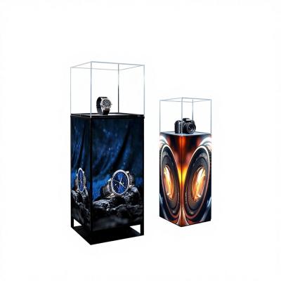 China Square 4K HDR10 Full Color LED Poster Screen Cube Indoor Advertising Board Floor Stand for sale