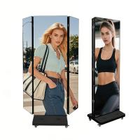 China Three Fold Double Sided Outdoor Foldable LED Poster Screen Rolling Advertising Display Base for sale