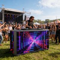 China Slim Outdoor Portable DJ Booth LED Screen Video Wall Welcome Desk Display for Liquor Bar Nightclub Event for sale