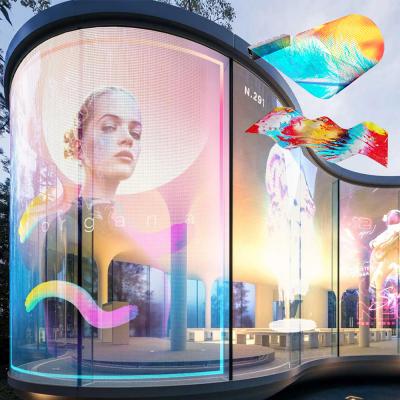 China Flexible LED Glass Window Advertising Display Soft Indoor LED Video Wall LED Panel for sale