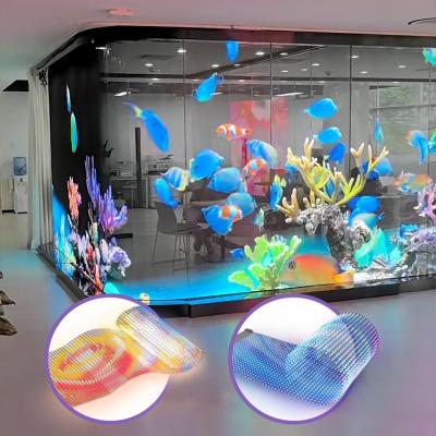 China See Through P4 LED Film Panel, 1000×240mm Transparent LED Display for Commercial Glass Facade for sale
