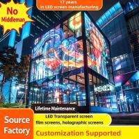 China Lightweight Full Color 4K HDR10 Built-In CMS Glass Window Transparent Video Wall LED Panel Screen Display Building Curtain Wall for sale