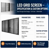 China High Transparency LED Grille Screen Energy Saving Outdoor Display See Through Louver Panel for Glass Curtain Wall for sale