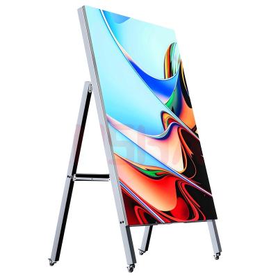 China Folding Digital Poster LED Display with 4 Wheels IP65 Rated for Shop Advertising and Agency Use for sale