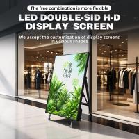 China Folding Digital Poster LED Display with 4 Wheels IP65 Rated for Shop Advertising and Agency Use for sale