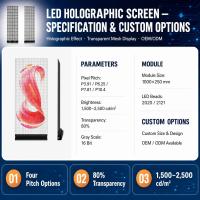 China P3.91 Transparent Holographic LED Screen 3D Hologram Display See Through Holographic Film Screen for Storefront for sale