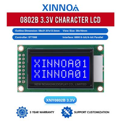 China Blue Film 0802B 3.3V 8x2 Character Dot Matrix LCD Module COB ST7066 58x31.87mm for sale