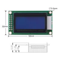 China Blue Film 0802B 3.3V 8x2 Character Dot Matrix LCD Module COB ST7066 58x31.87mm for sale