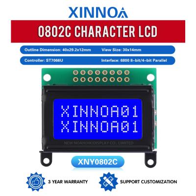 China Blue Film White Letters 0802C Character Dot Matrix Screen Ultra Small Module LCM Display Screen With Backlight for sale