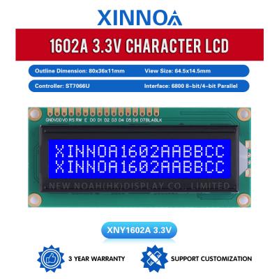 China 1602A 3.3V Character LCD Module 80x36mm Blue Film White Letters ST7066U Chip 16x2 Display for sale