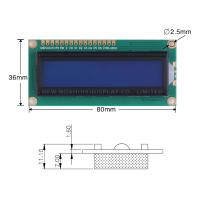 China 1602A 3.3V Character LCD Module 80x36mm Blue Film White Letters ST7066U Chip 16x2 Display for sale