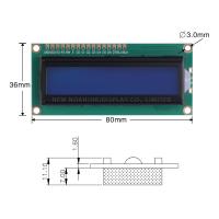 China 1602A Character LCD Display Module 16x2 Blue Film White Letters 80x36mm ST7066 Controller for sale