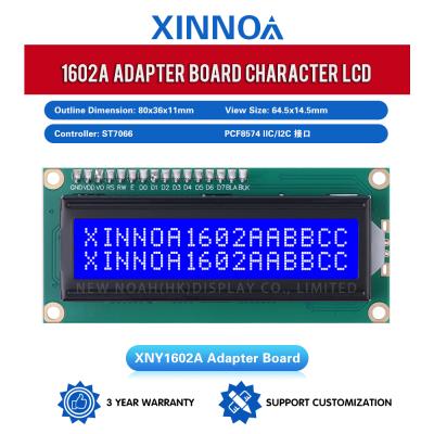 China 1602A IIC Adapter Board LCD Screen 16x2 Blue Light ST7066U Controller 80x36mm for sale