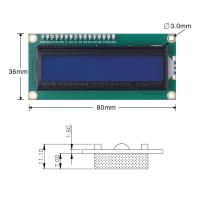 China 1602A IIC Adapter Board LCD Screen 16x2 Blue Light ST7066U Controller 80x36mm for sale