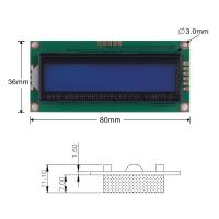 China 1602A-19 16x2 Character LCD Display Module 80x36mm 5V I2C Serial AIP31068 Blue Film White Letters for sale