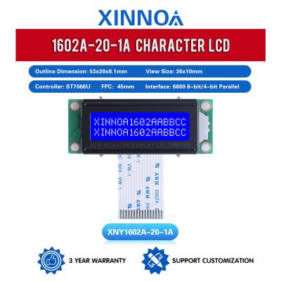 China 1602A-20-1A Blue Film White Letters Character LCD Module 5V ST7066U Controller 53x20x8.1mm for sale