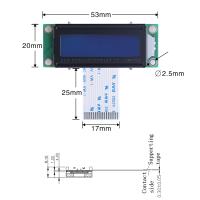 China 1602A-20-1A Blue Film White Letters Character LCD Module 5V ST7066U Controller 53x20x8.1mm for sale