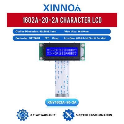 China 1602A 20 2A Blue Film White Letters LCD Display Module 53x20x8.1mm ST7066U Controller for sale