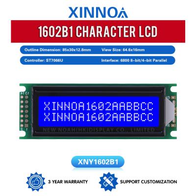China 1602B1 16x2 Industrial LCD Module 85x30x12.8mm ST7066U Controller Blue Film White Letters for sale