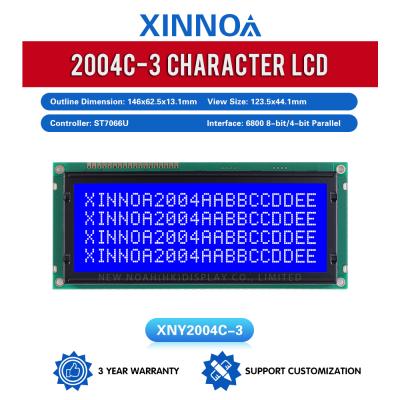 China Blue Film White Letters 2004C-3 Dot Matrix LCD Module 20x4 18PIN ST7066U 146x62.5mm for sale