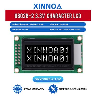 China BTN Black Film 0802B-2 3.3V Character Display Screen 0802 LCD 14 PIN Character Dot Matrix Screen for sale