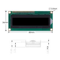 China BTN Black Film 1601A Character Display Screen 16 PIN ST7066 Multiple Font Character Screen for sale