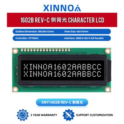 China Industrial Grade 16x2 LCD Display Module 1602B REV.C Side Backlight 80x36mm COB ST7066U for sale