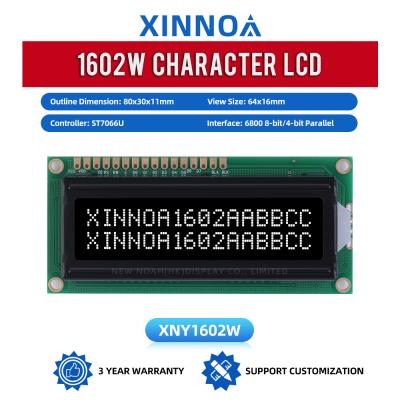 China 1602W 16x2 Character LCD Display Module ST7066U COB 80x30x11mm Black Film STN for sale
