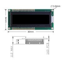 China 1602W-6 16x2 Character LCD Display Module 80x36mm COB AIP31066L Black Film for sale