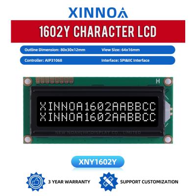 China BTN 1602Y Serial Port LCD Module 2x16 8PIN AIP31068 1602 Cob Monochrome Character Screen 80x30mm for sale