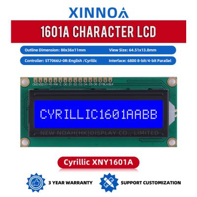 China Cyrillic 1601A Character LCD Display Module 80x36mm Blue Film White Letters COB ST7066 for sale