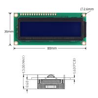 China Cyrillic Blue Film White Letters 1602B REV.C Side Backlight Multiple Font Character Screen LCD Module for sale
